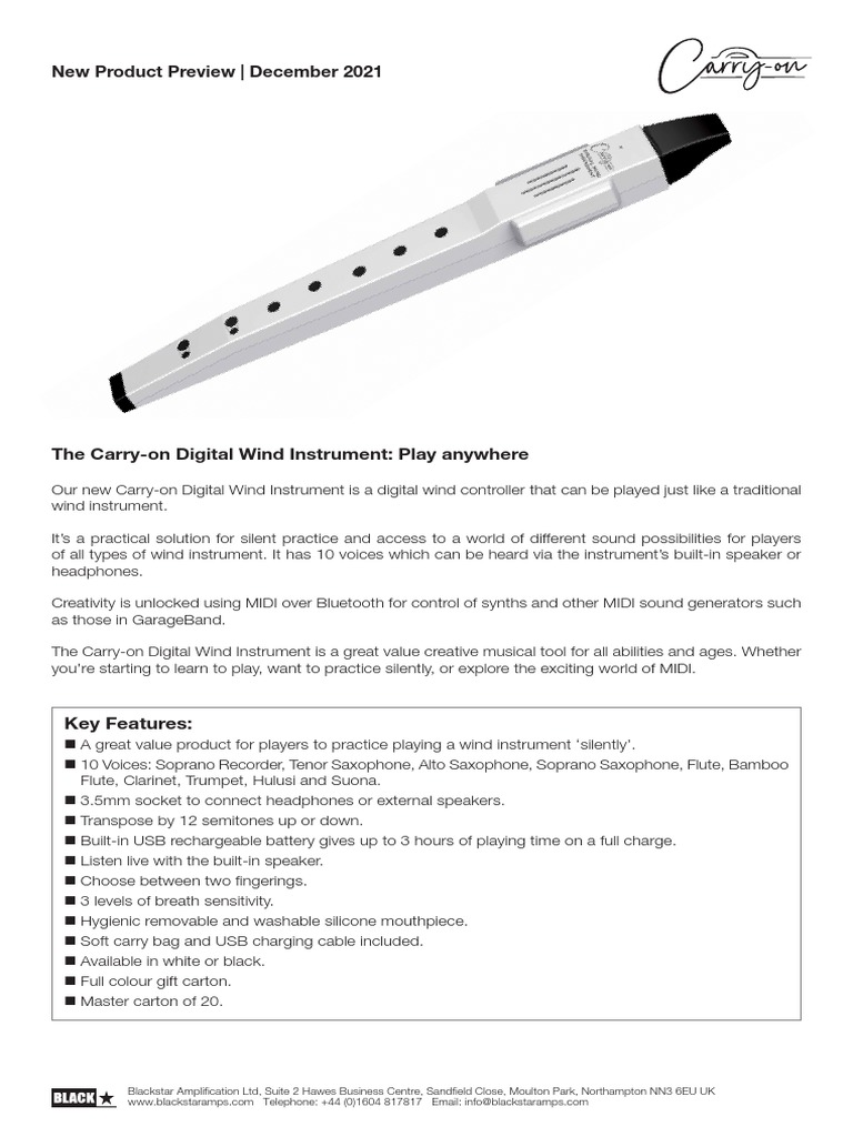 CARRY-ON DIGITAL WIND INSTRUMENT - Infosheet 21 - 12 - 21 | PDF ...