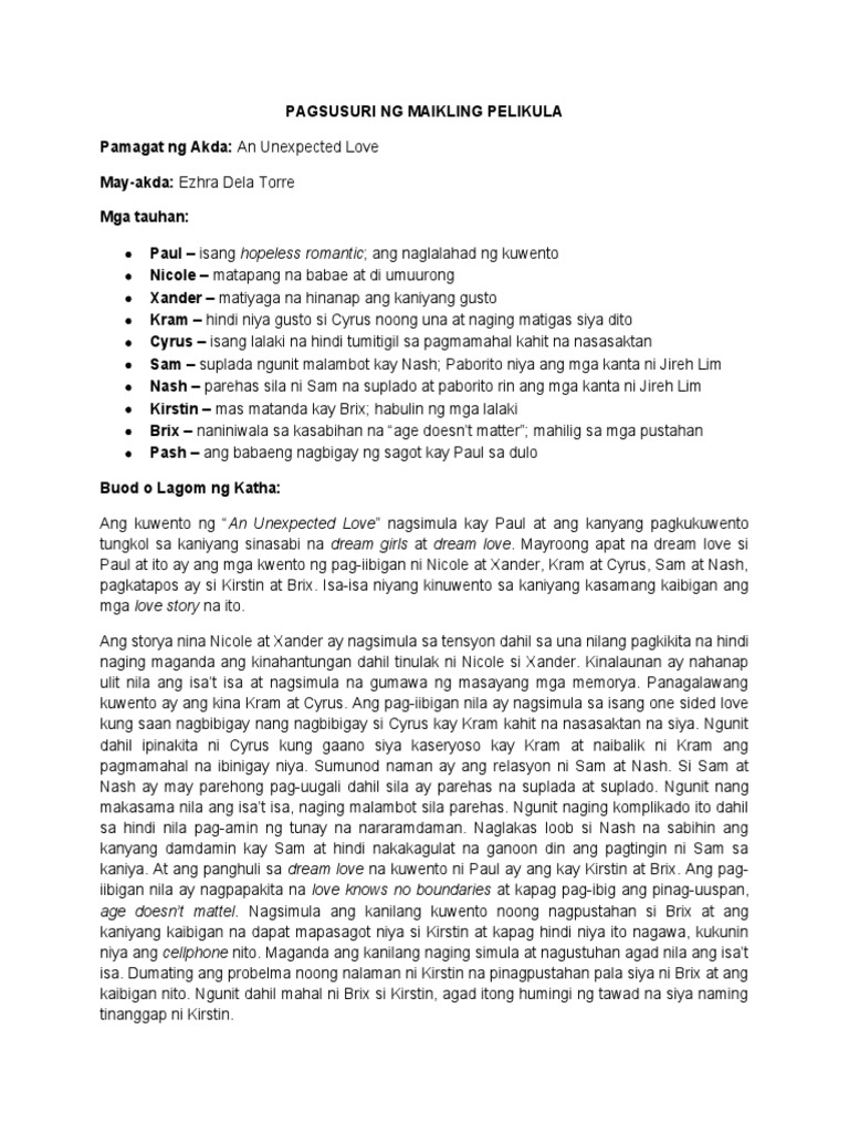 Pagsusuri NG Maikling Pelikula | PDF