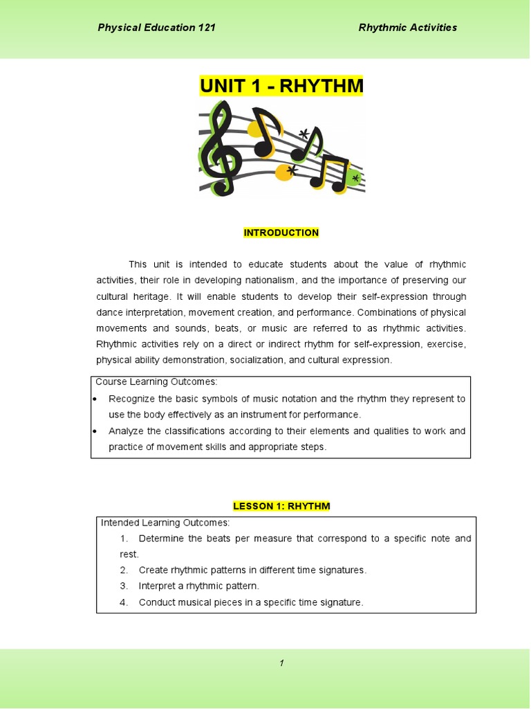 UNIT 1 - Rhythm | PDF | Rhythm | Dances