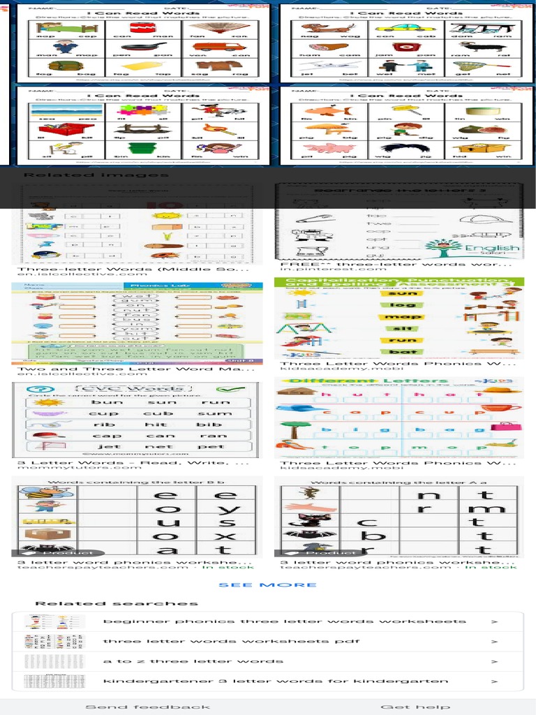 3 Letter Words For Kids Worksheets - Google Search | PDF