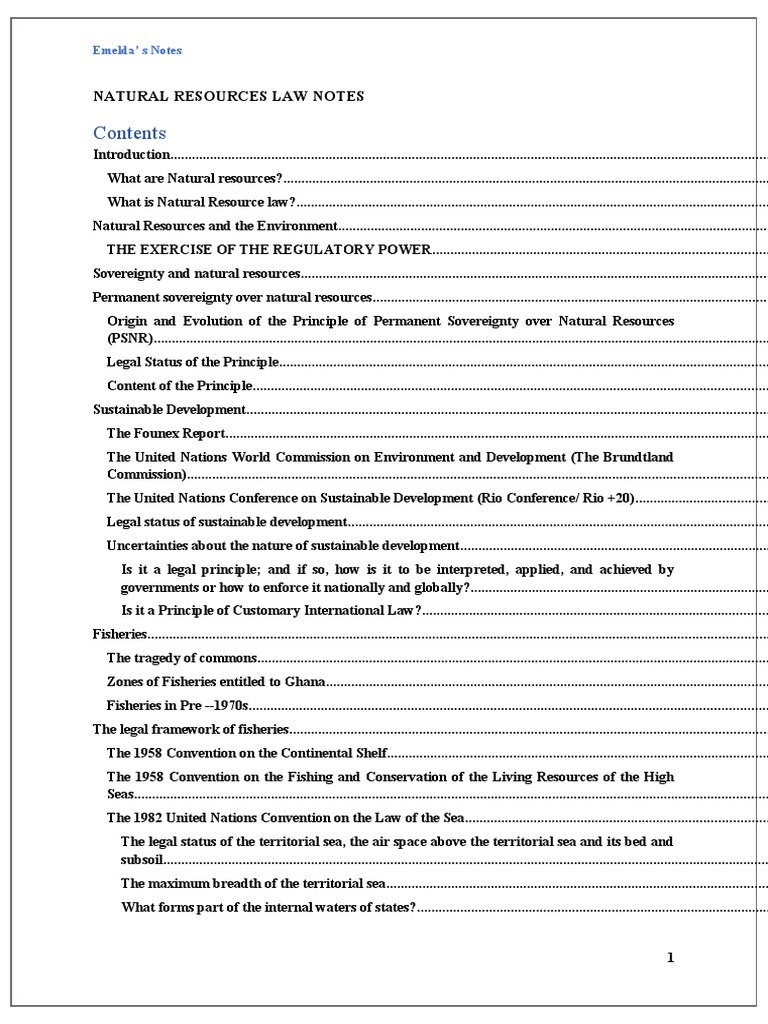 Natural Resource Law Notes | PDF | International Law | Sustainability