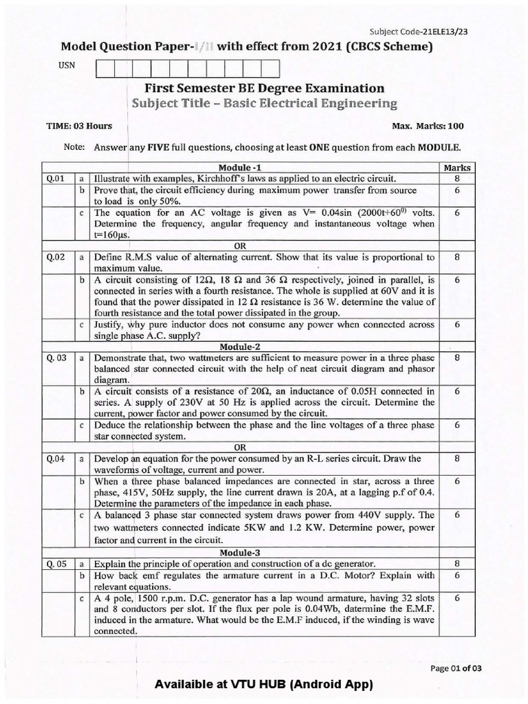 Availaible at VTU HUB (Android App) | PDF