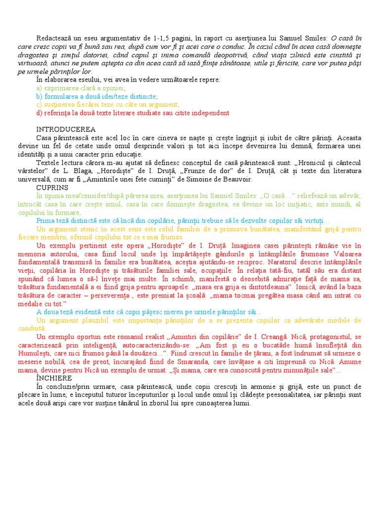 Eseu Argumentativ | PDF