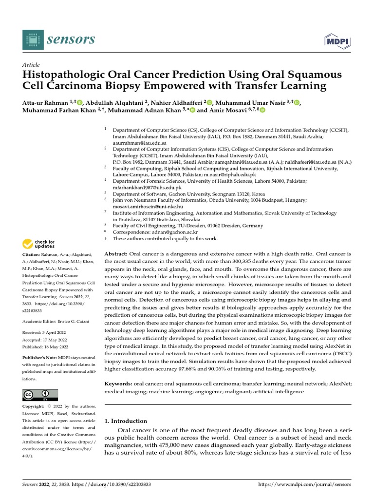 Histopathologic Oral Cancer Prediction Using Oral Squamous Cell ...