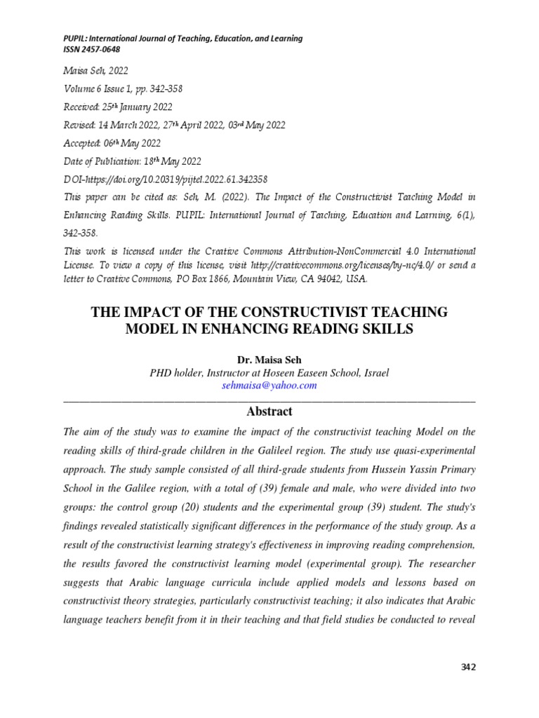 Constructivist Model Boosts Reading | PDF | Constructivism (Philosophy Of Education) | Reading ...