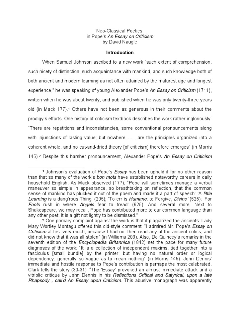 An Essay On Criticism 2 | PDF | Alexander Pope | Deism