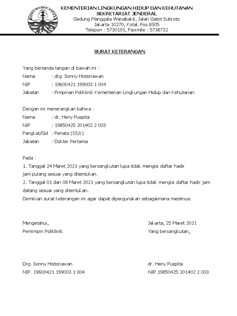 Surat Lupa Absen Bu Heny | PDF