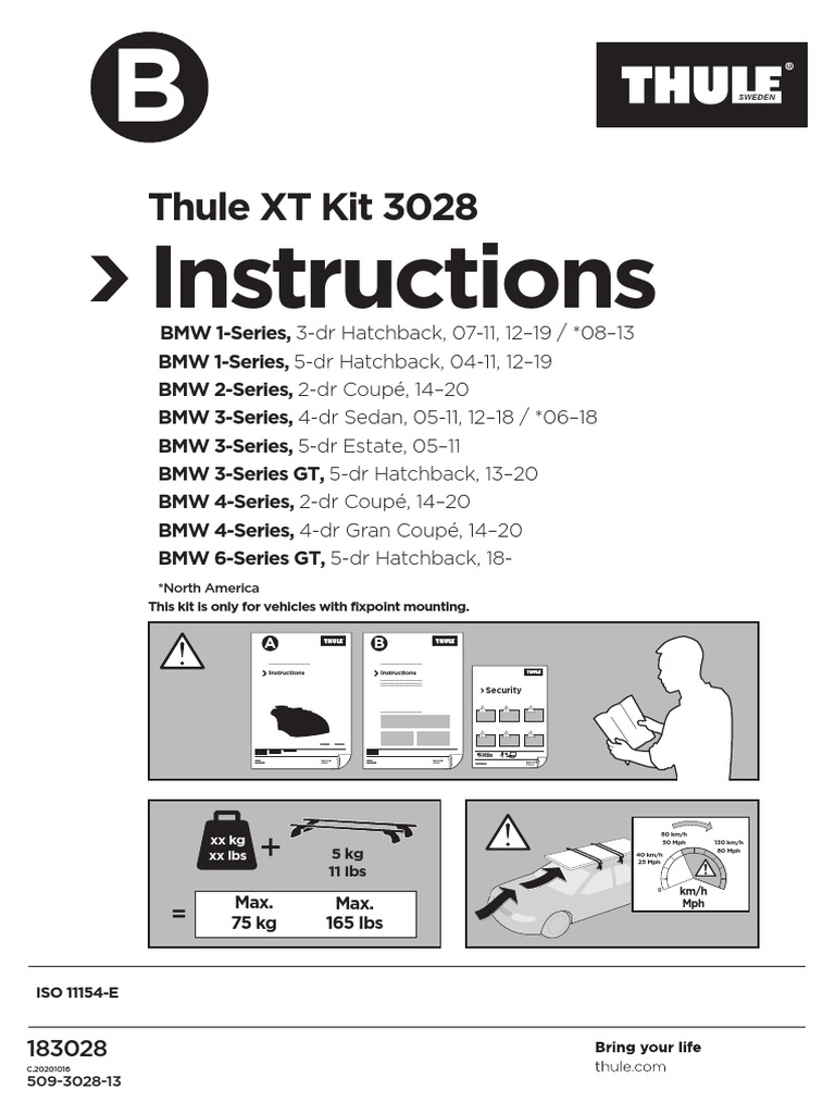 Instructions: Thule XT Kit 3028 | PDF | Coupes | Hatchbacks