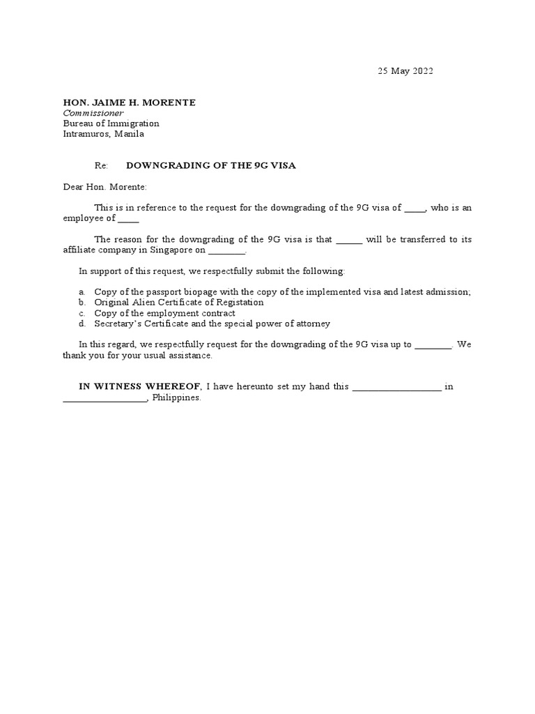 Letter For Downgrading | PDF