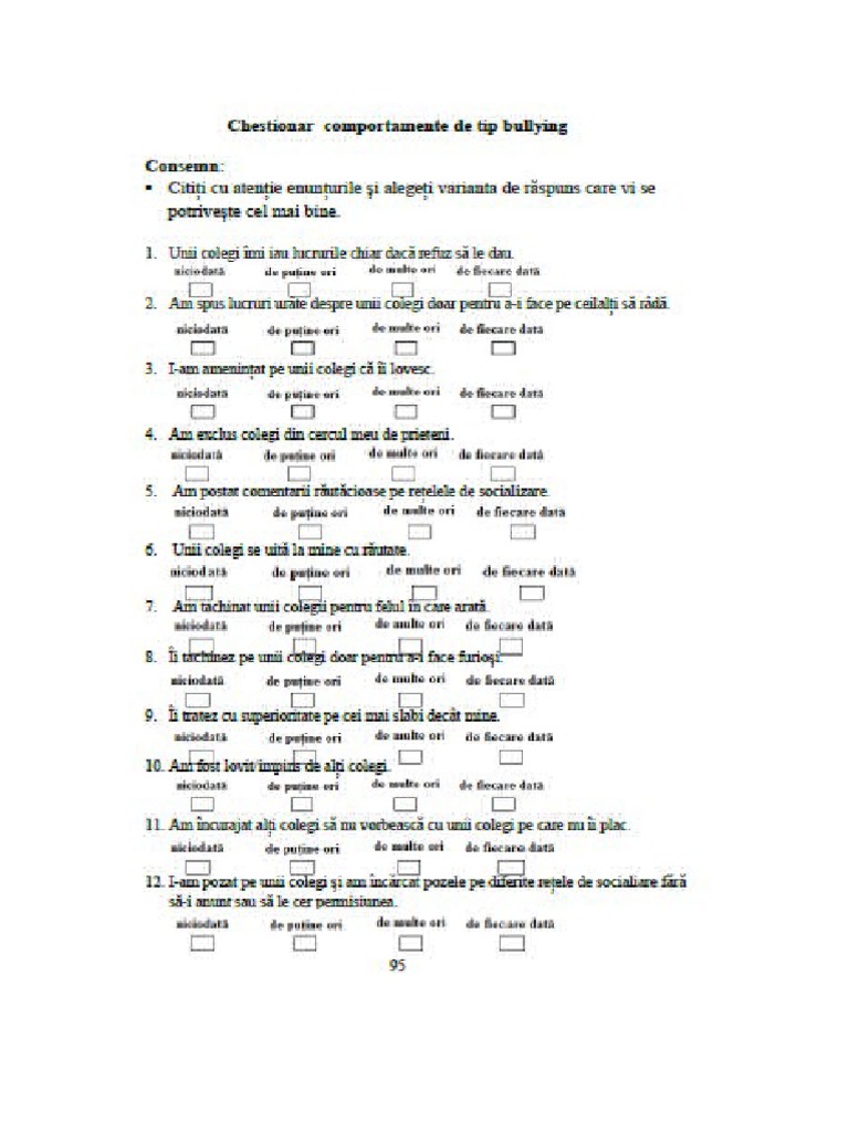 Chestionar Bullying | PDF