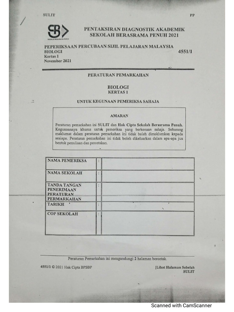 Skema Jawapan Trial SBP 2021 | PDF