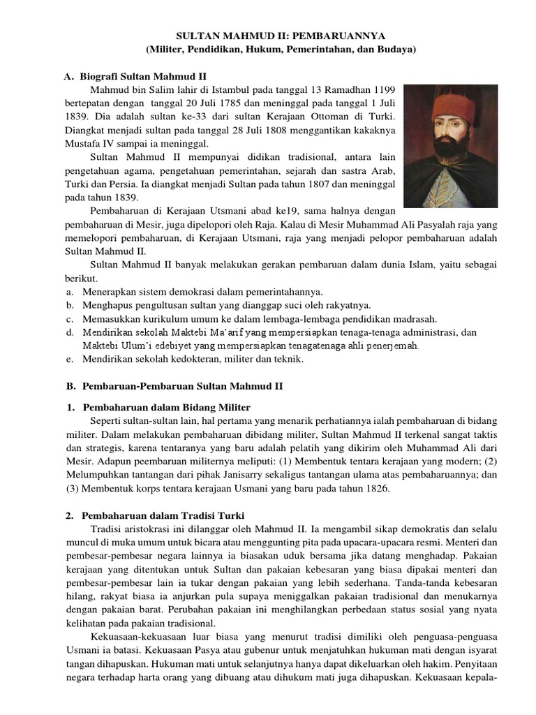 SULTAN MAHMUD II (Intisari) | PDF
