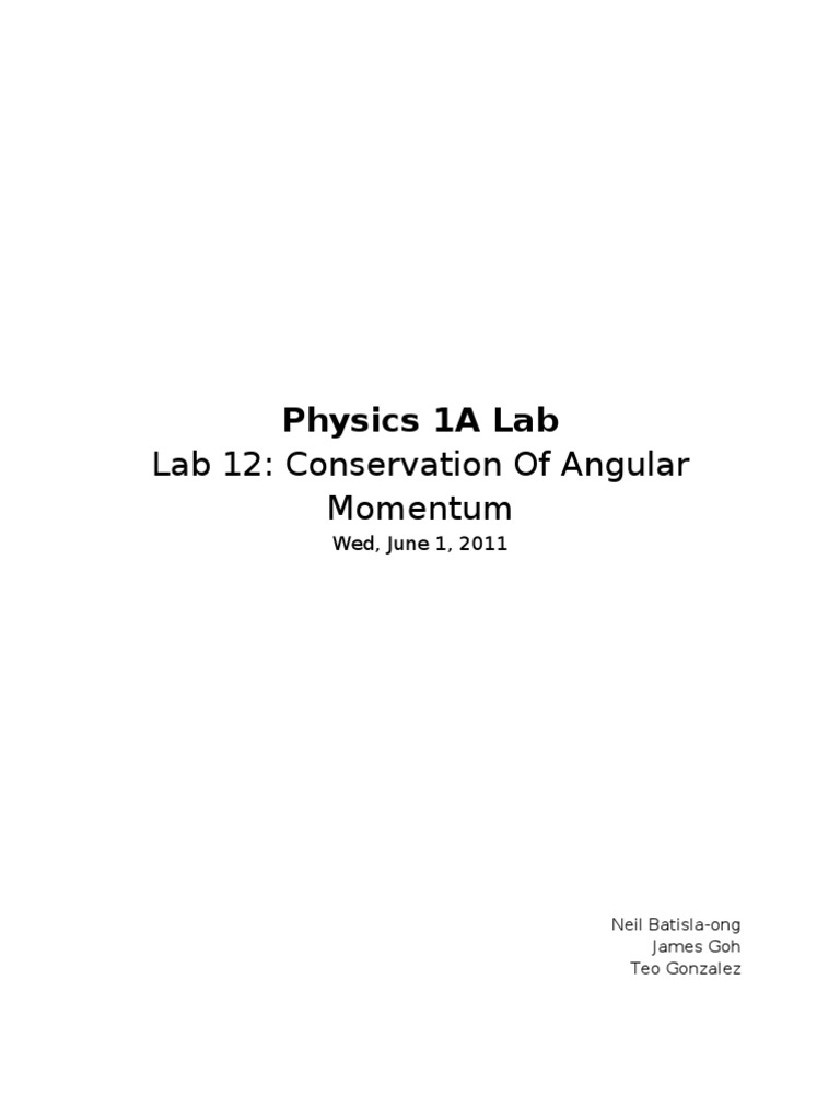 Angular Momentum Conservation Lab | PDF | Teaching Methods & Materials