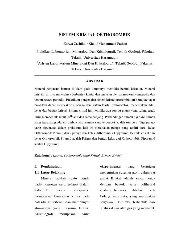 Pengenalan Sistem Kristal Orthorombik | PDF | Sains & Matematika