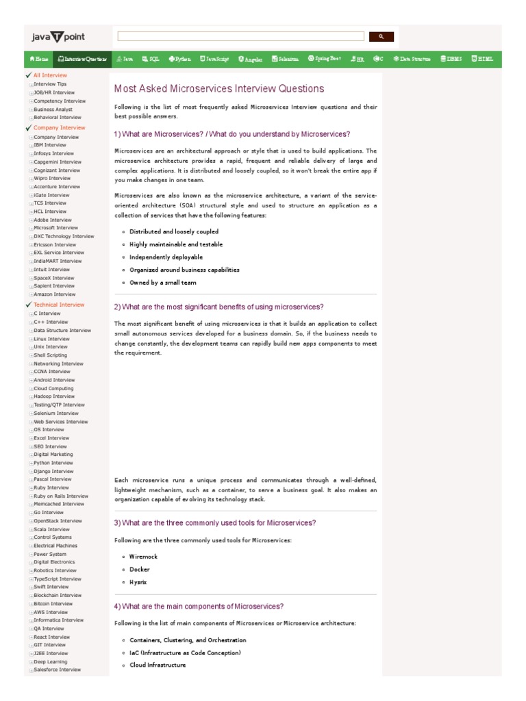 WWW Javatpoint Com Microservices Interview Questions | PDF ...