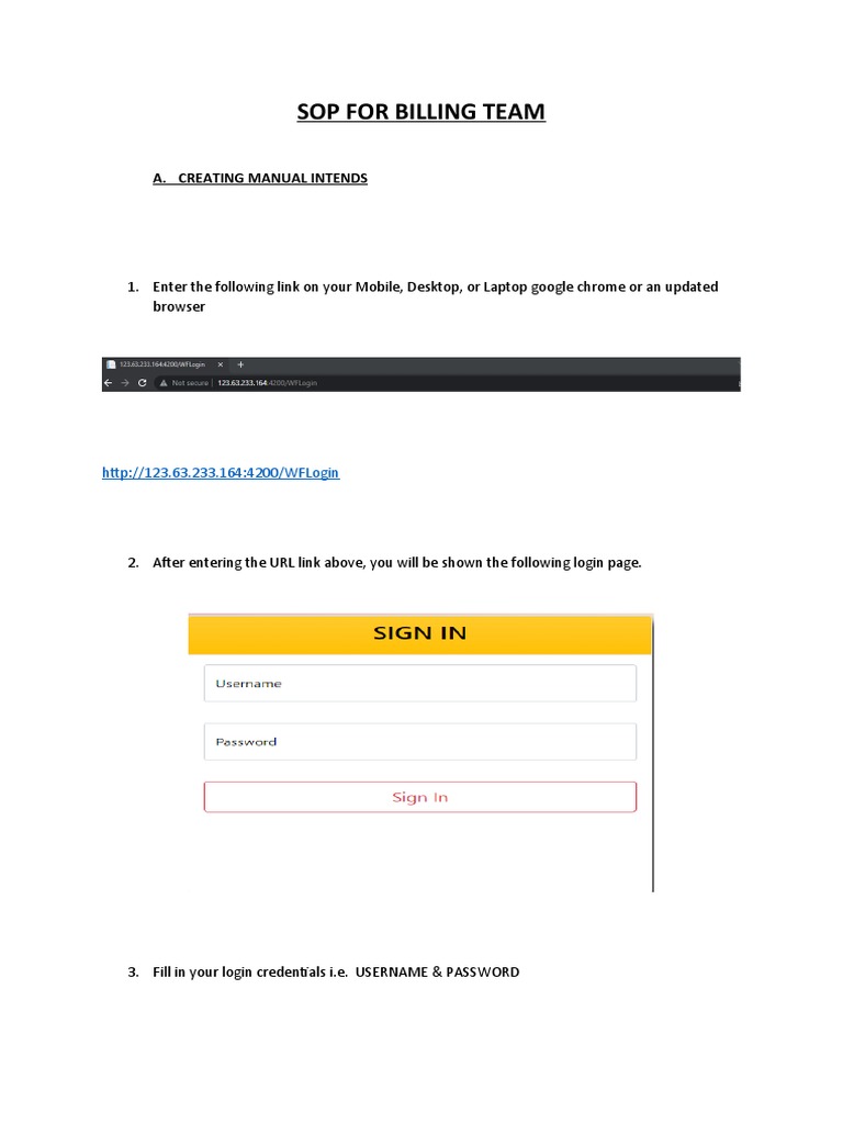 SOP FOR BILLING TEAM | PDF
