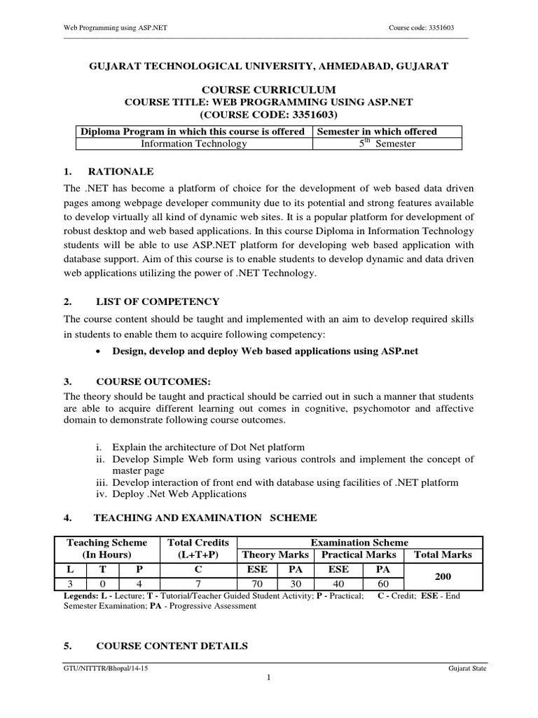 Course Curriculum (CODE: 3351603) | PDF | World Wide Web | Internet & Web