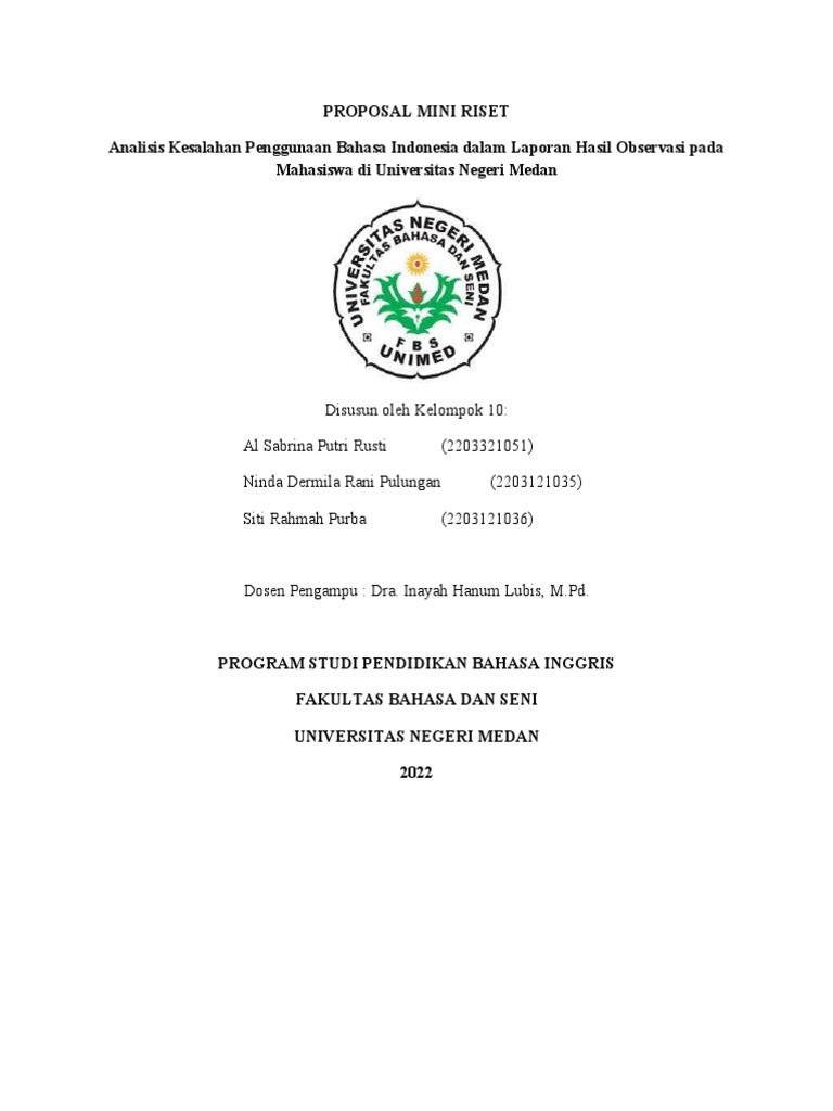 PROPOSAL MINI RISET Kel 10 | PDF
