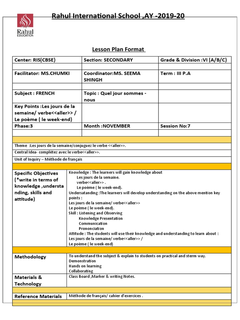 Lesson Plan Grade 6 | PDF