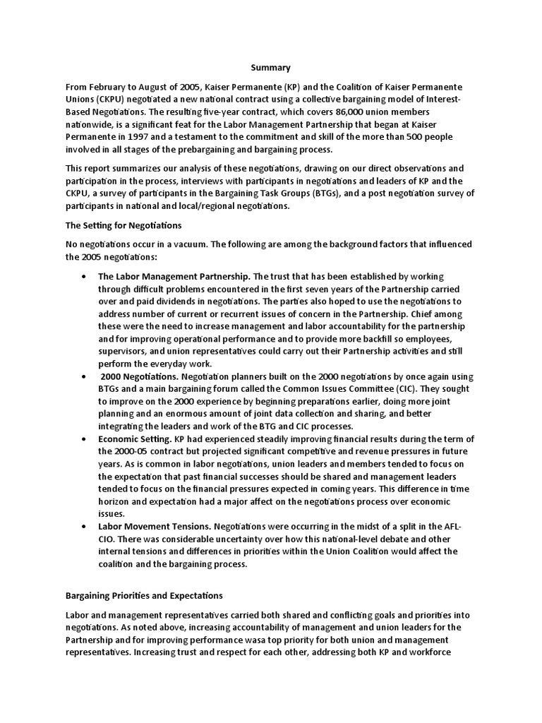 Summary | PDF | Negotiation | Labour Economics
