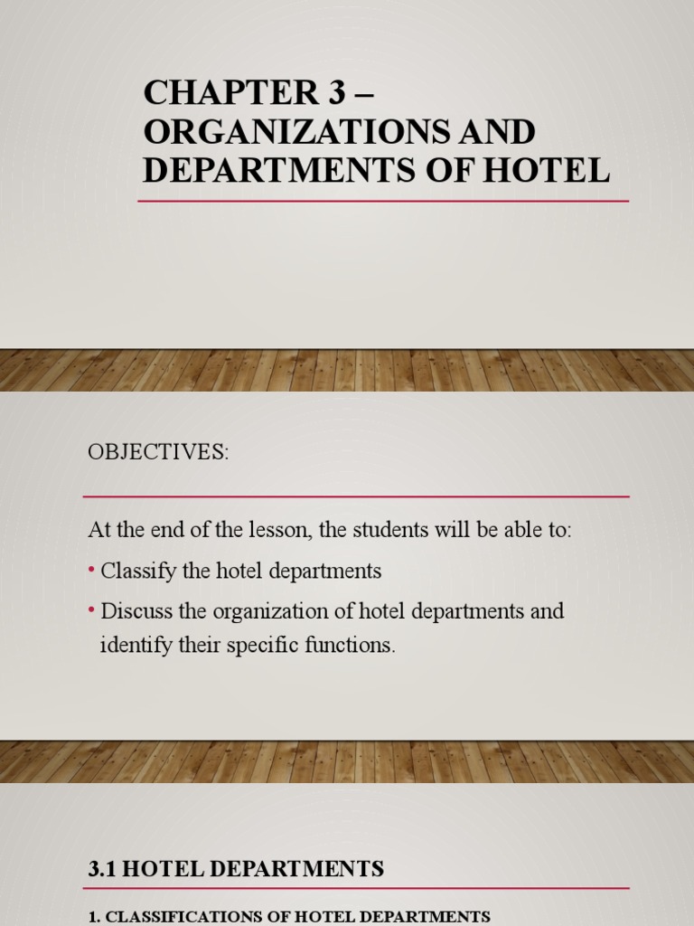 Chapter 3 - Organizations and Departments of Hotel | PDF | Sales | Hotel