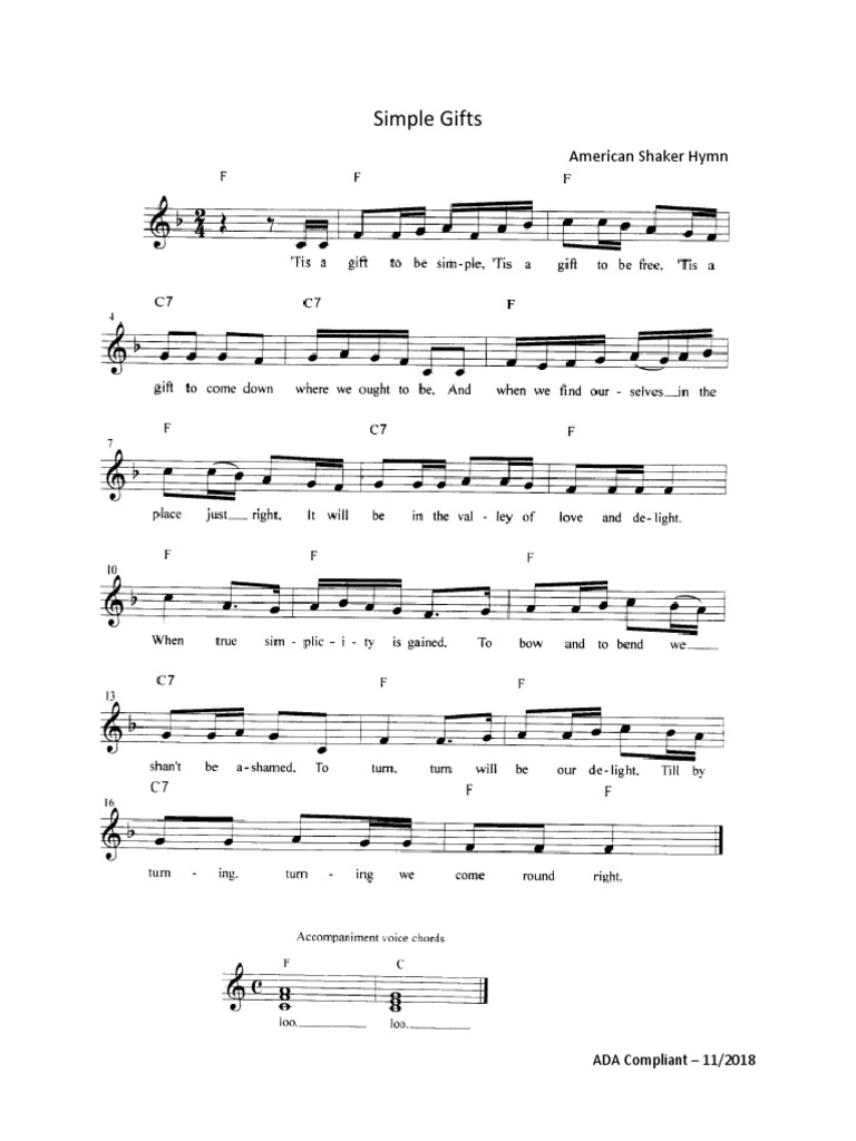 Simple Gifts: American Shaker Hymn | PDF | Classical Music | Musical ...