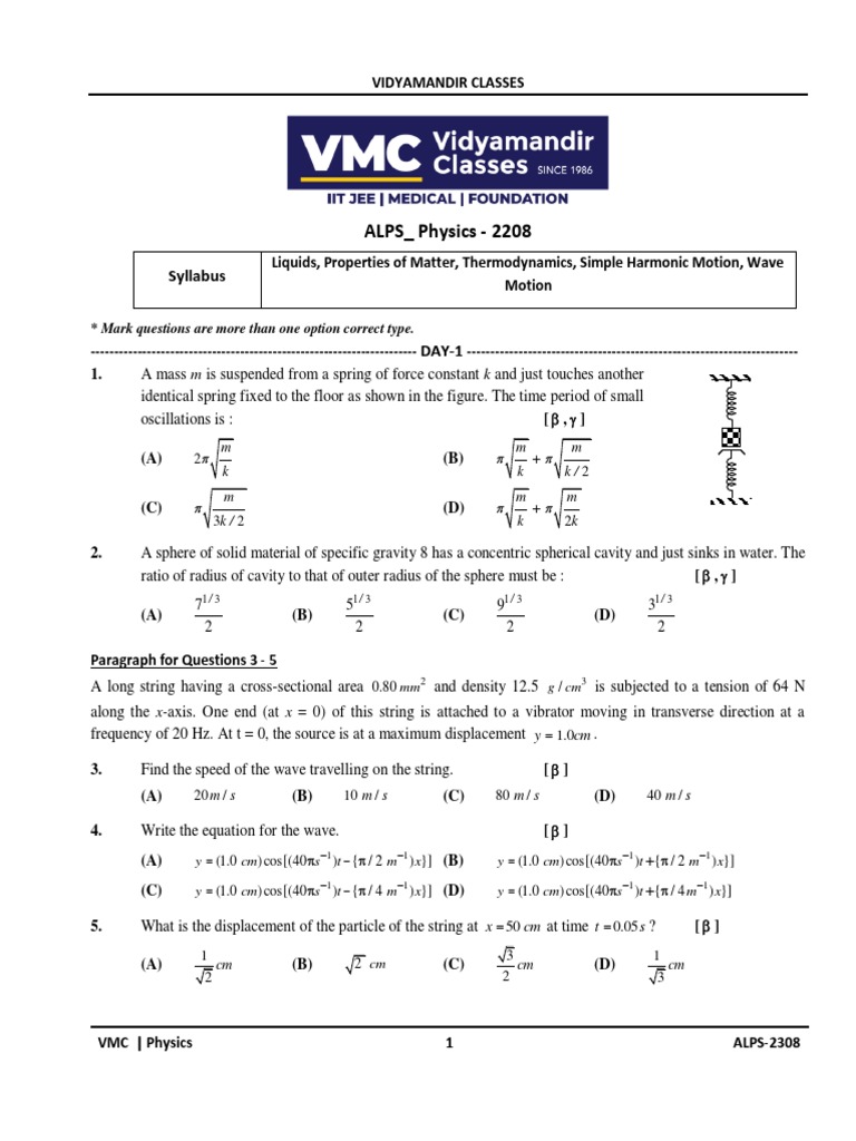 ALPS 2208 Physics Assignment | PDF | Gases | Waves