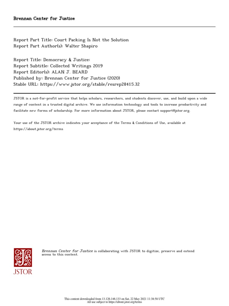 Court Packing | PDF | Supreme Court Of The United States | Judicial ...