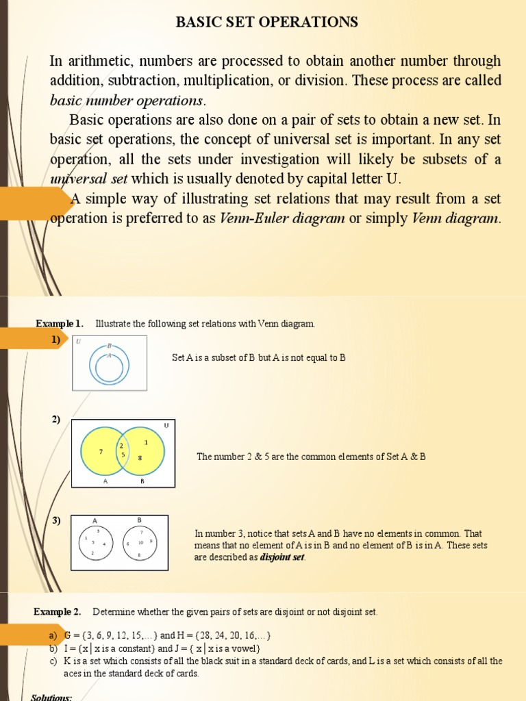 Basic Set Operations | PDF | Set (Mathematics) | Linguistics