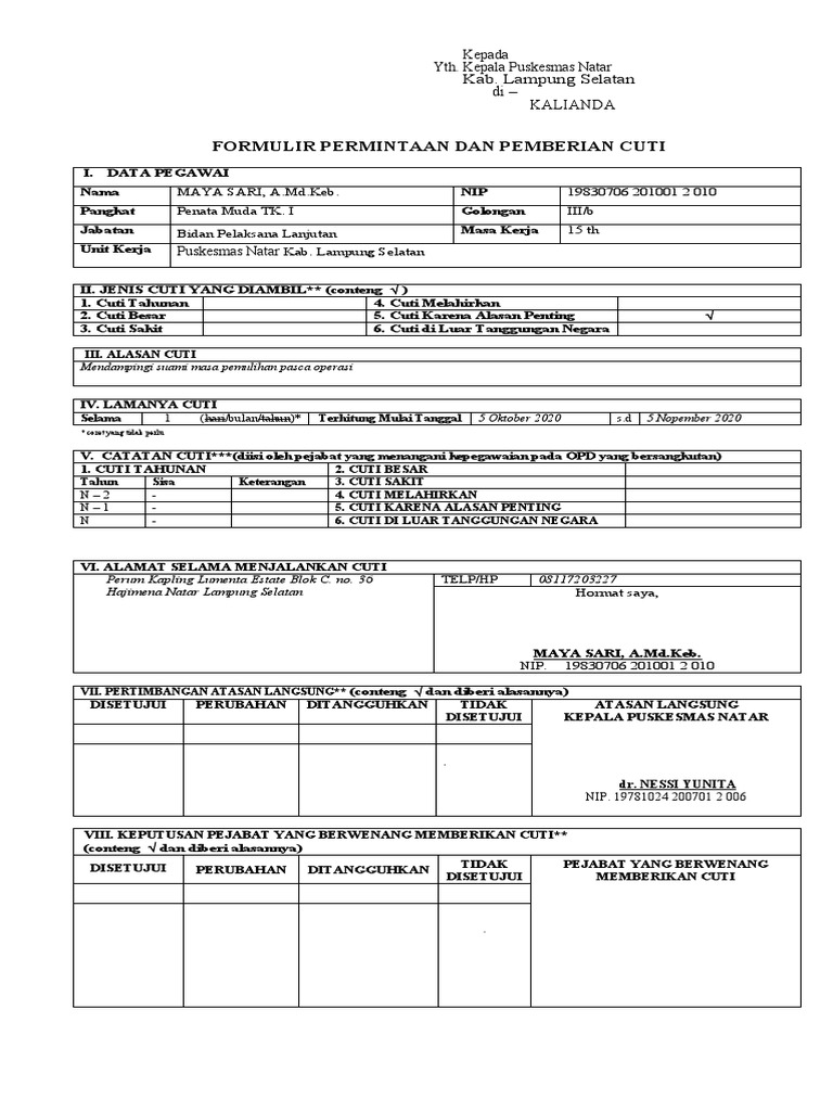 Blanko Cuti 2018 | PDF