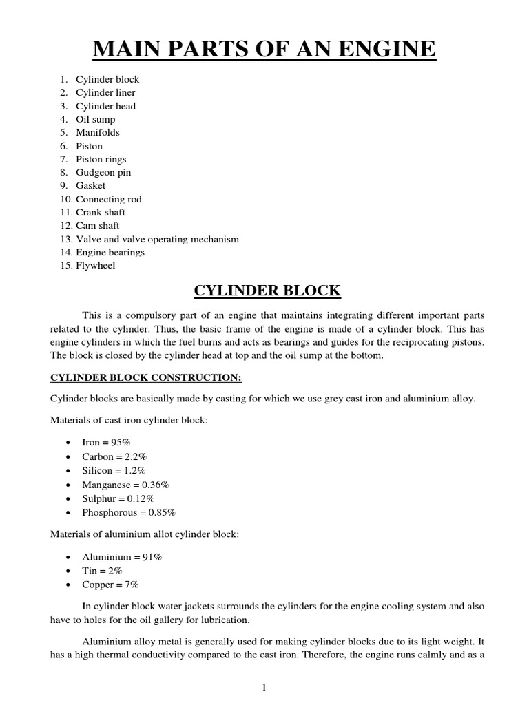 11 Engine Components | PDF | Piston | Internal Combustion Engine