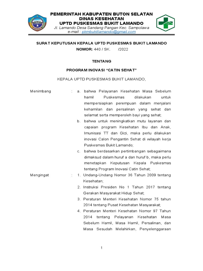 Inovasi Catin Sehat di Puskesmas Lamando | PDF | Kesehatan Holistik