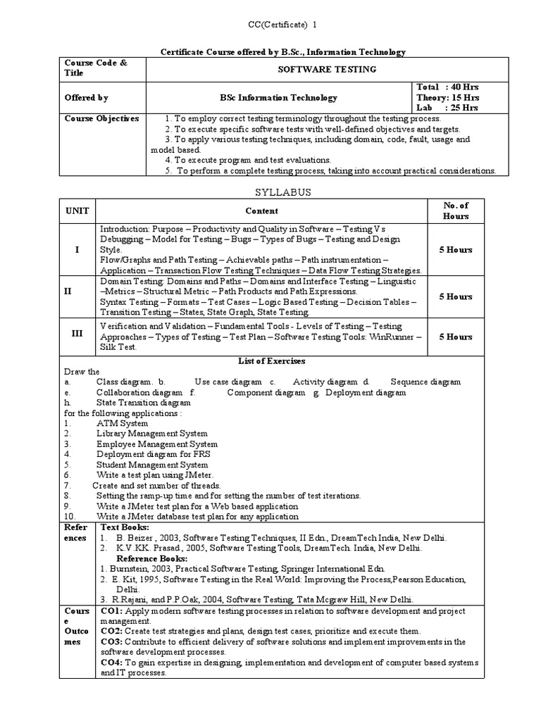 Certificate Courses Syllabus | PDF | Software Testing | Systems Science