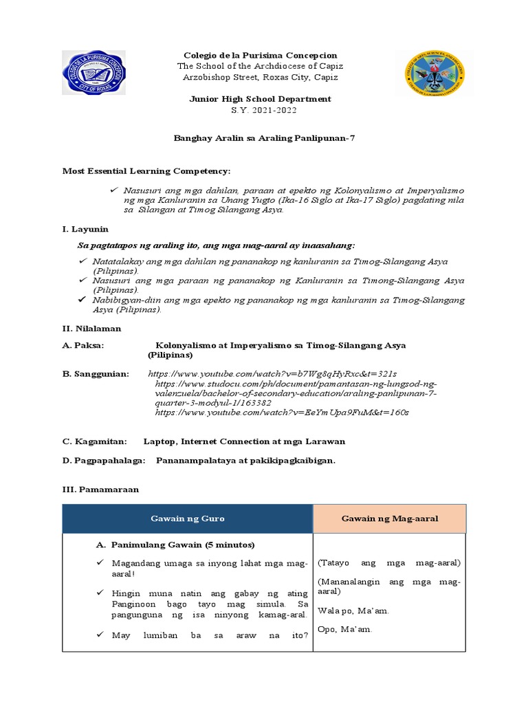 Lesson Plan Grade 7 | PDF