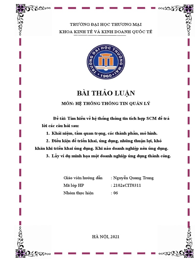 Bài thảo luận N6 HTTTQL official | PDF