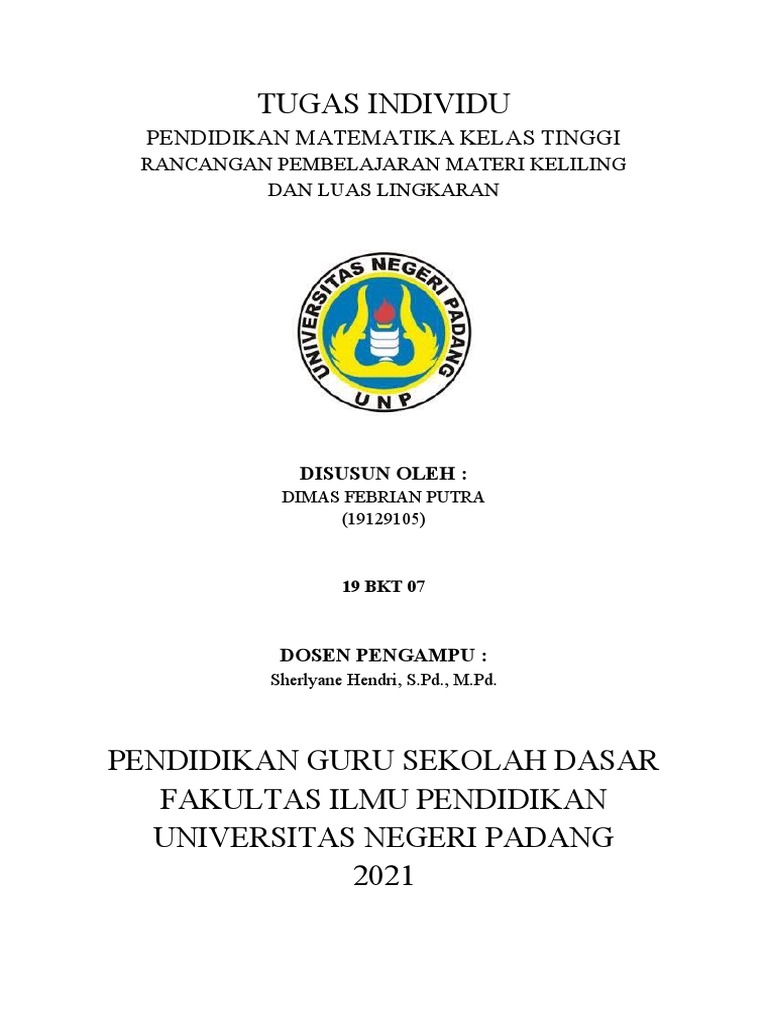 Dimas Febrian Putra (19129105) - PDD MTK Kls Tinggi (19 BKT 07) | PDF ...