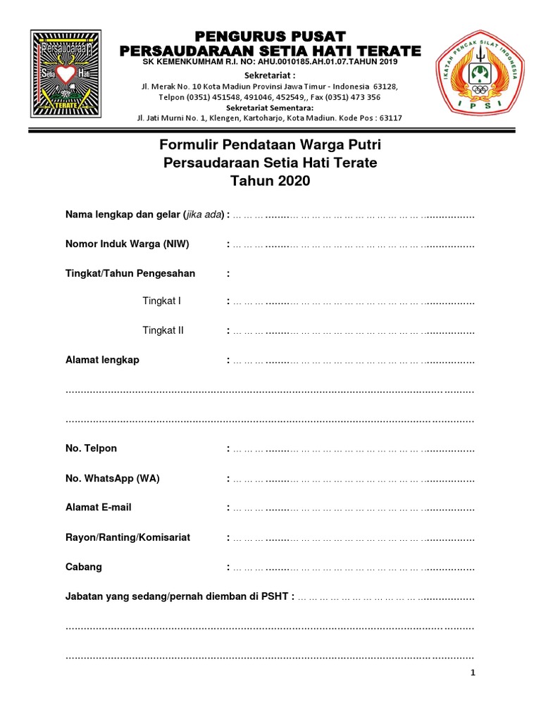 DATA PENDATAAN WARGA PUTRI | PDF
