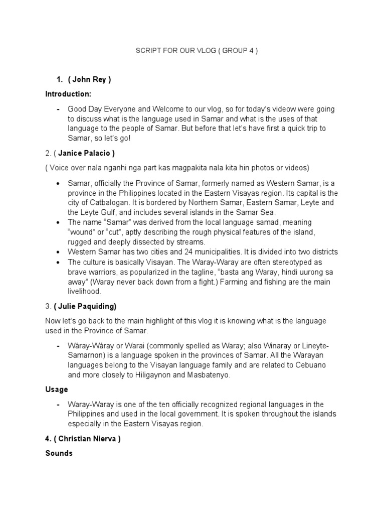 I Am Sharing 'SCRIPT FOR VLOG' With You | PDF | Languages Of Southeast ...