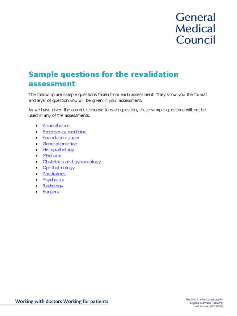 Sample Questions For The Revalidation Assessment | PDF | Fentanyl ...