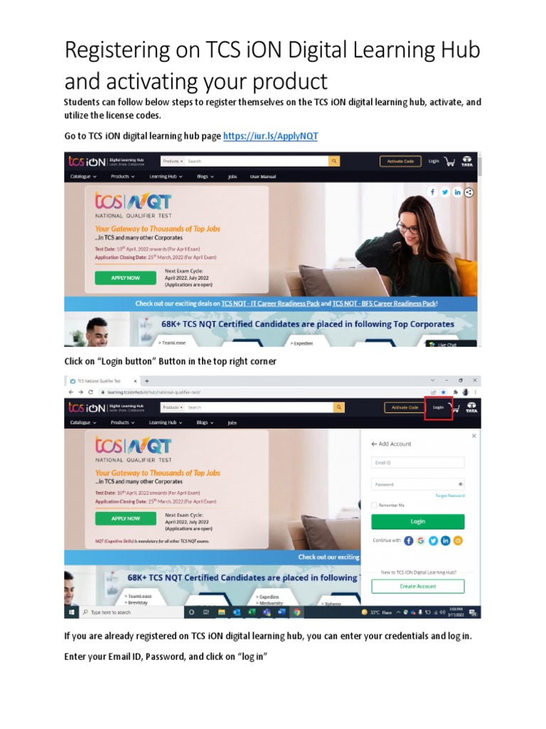 Registering On TCS ION Digital Learning Hub and Activating Your Product ...