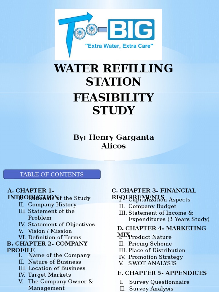 Water Refilling Station Feasibility Study: By: Henry Garganta Alicos | PDF | Water | Water ...