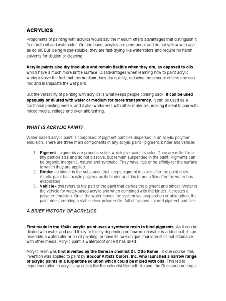 Acrylics: What Is Acrylic Paint? | PDF | Acrylic Paint | Paint
