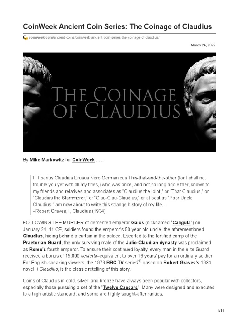 Coinweek Ancient Coin Series: The Coinage of Claudius: March 24, 2022 ...