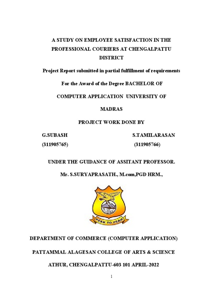 Tamil Project.2 | PDF | Job Satisfaction | Motivational