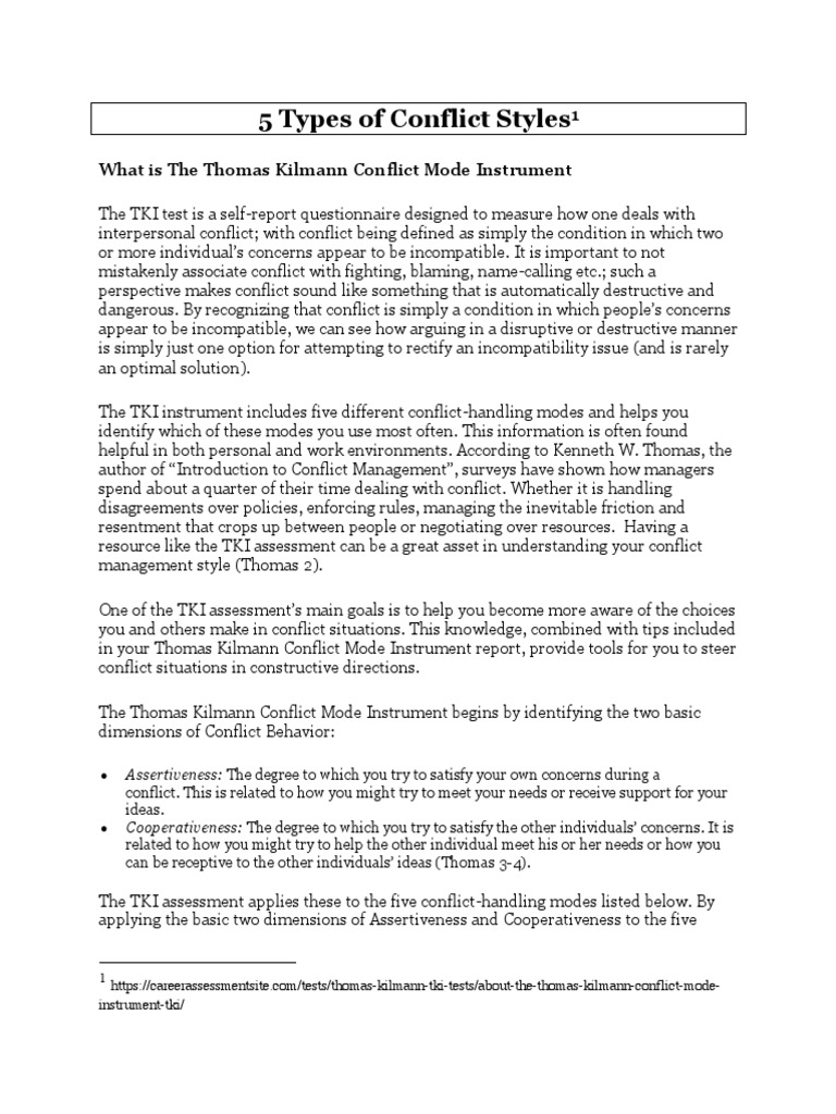 5 Types of Conflict Styles | PDF | Negotiation | Anger