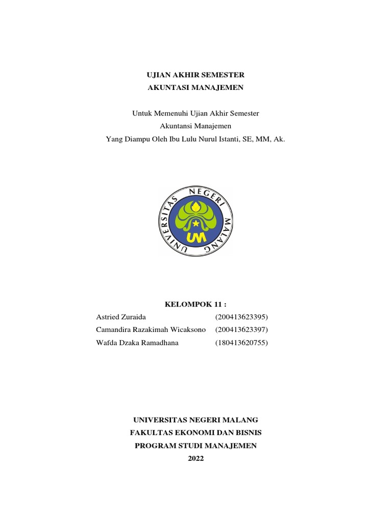 Kelompok 11 - Uas Akuntansi Manajemen | PDF