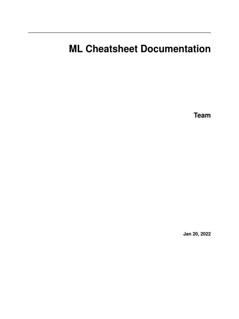 Machine Learning Cheat Sheet Pdf Statistical Classification