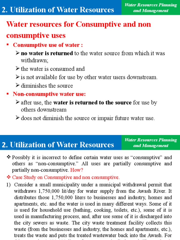 Water Resources For Consumptive and Non Consumptive Uses | Download ...