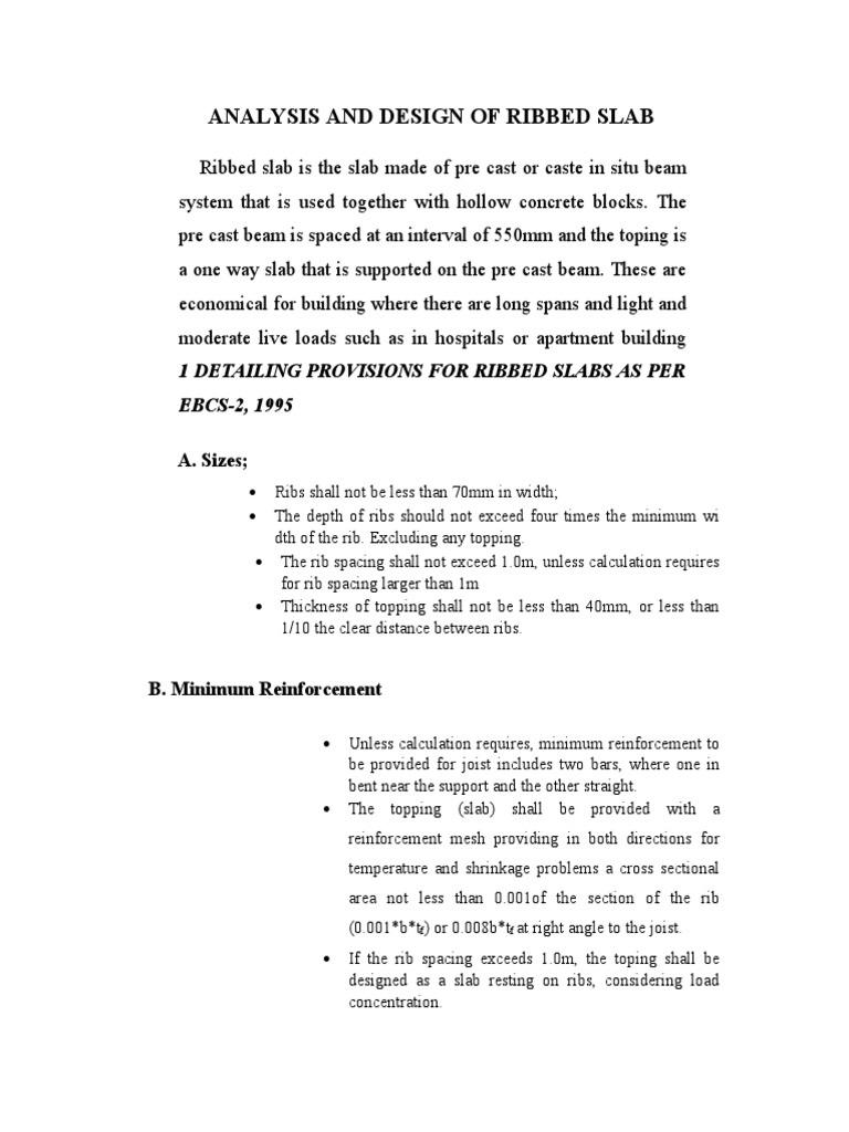 Analysis and Design of Ribbed Slab | PDF | Beam (Structure) | Civil ...