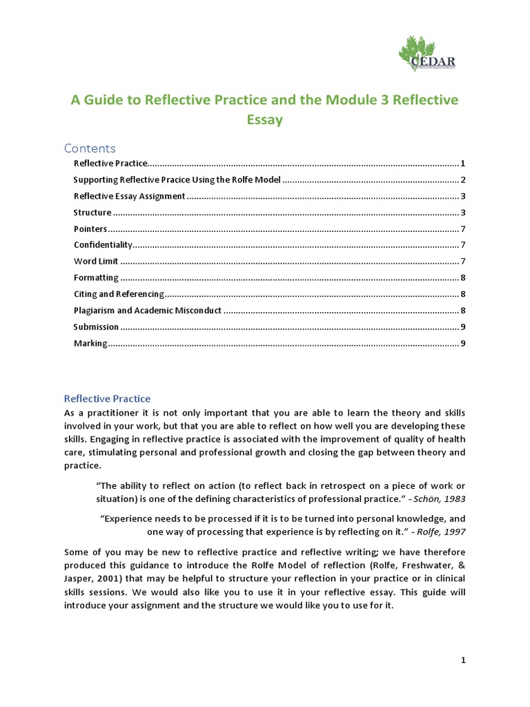 Reflective Practice Guide for Essays | PDF | Reflective Practice ...